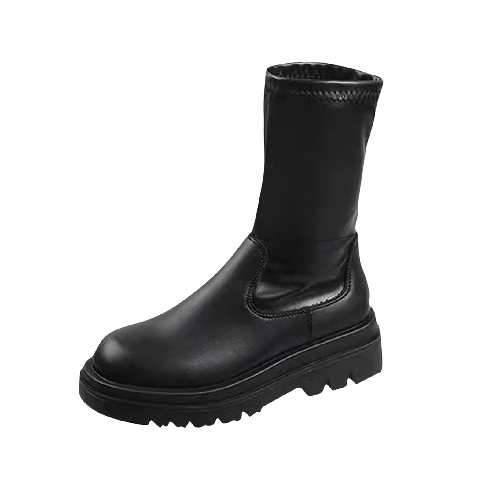 Fesfesfes Platform Boots for Women Black Sleeve Mid Tube Stretch ...