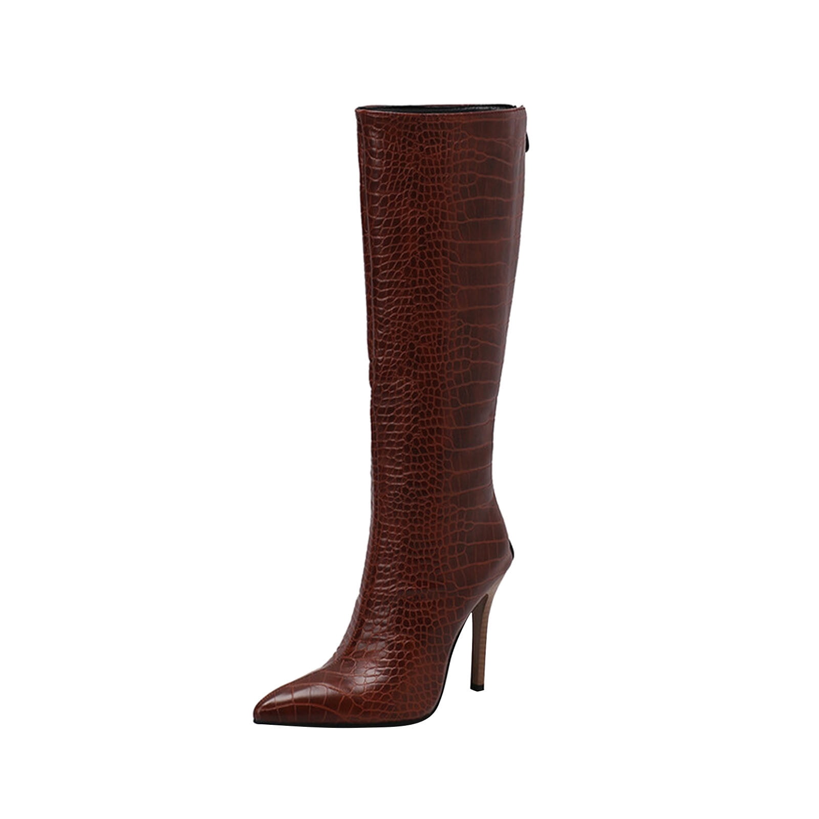 Fesfesfes Riding Boots For Women Oversized Fall/Winter Pointed Wood ...