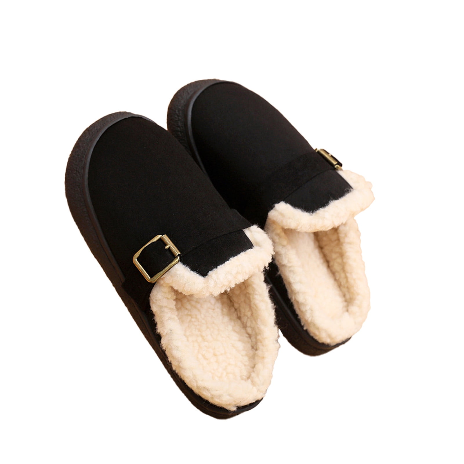 Fesfesfes Slippers For Women A Pair Of Lazy Slippers Curly Cozy Flat ...