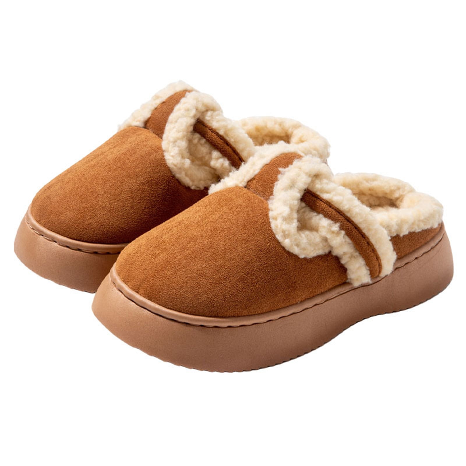 Fesfesfes Slippers For Women A Pair Of Lazy Slippers Curly Cozy Flat ...