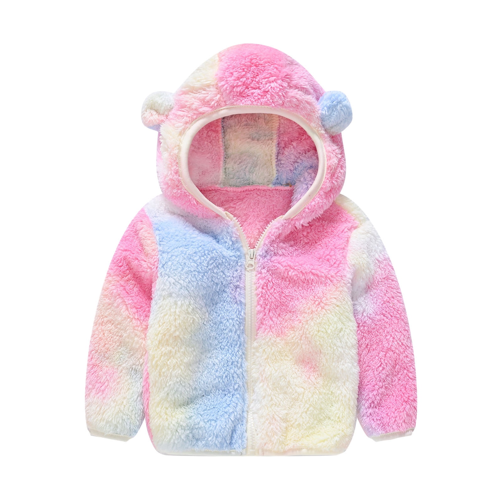 Fesfesfes Toddler Fleece Jackets Baby Boys Girls Flannel Jackets Solid Color Plush Coat Cute ...