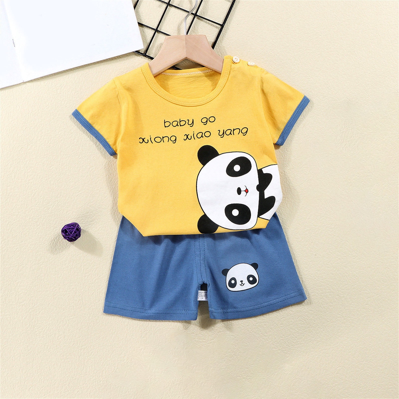 Fesfesfes Toddler Boys Girls Summer Cute Cotton Suit Short Sleeve Round ...