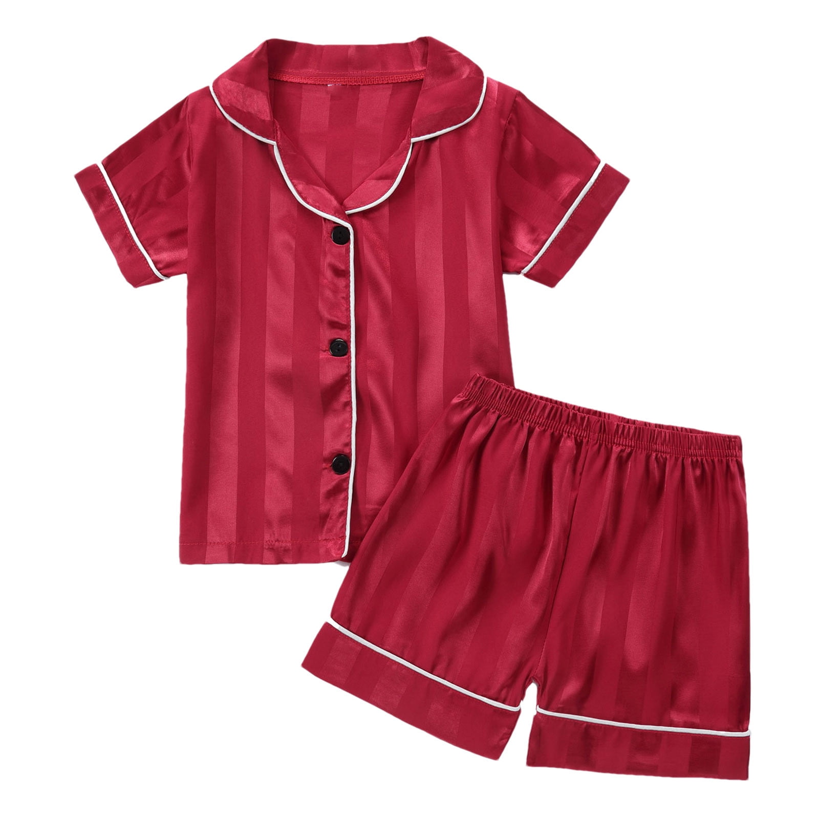 Fesfesfes Toddler Home Sets Print Turndown Collar Neck Tops And Short ...