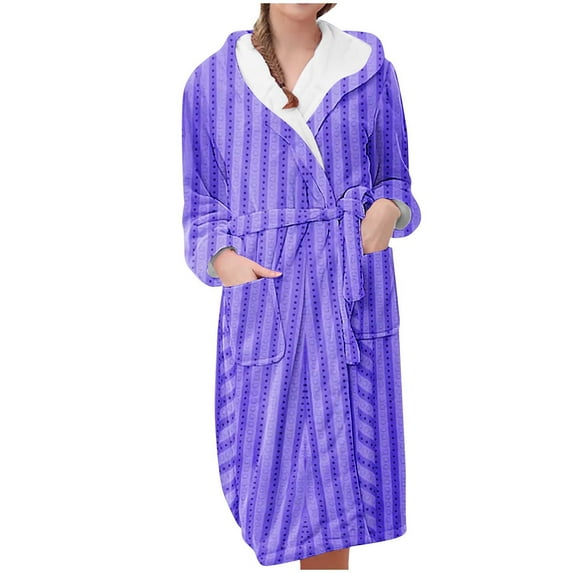 Fesfesfes Women Flannel Hooded Pajama Set Long Sleeve Printed ...