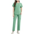 Fesfesfes Women Solid Color Nursing Uniform Set Loose Drawstring Pants ...