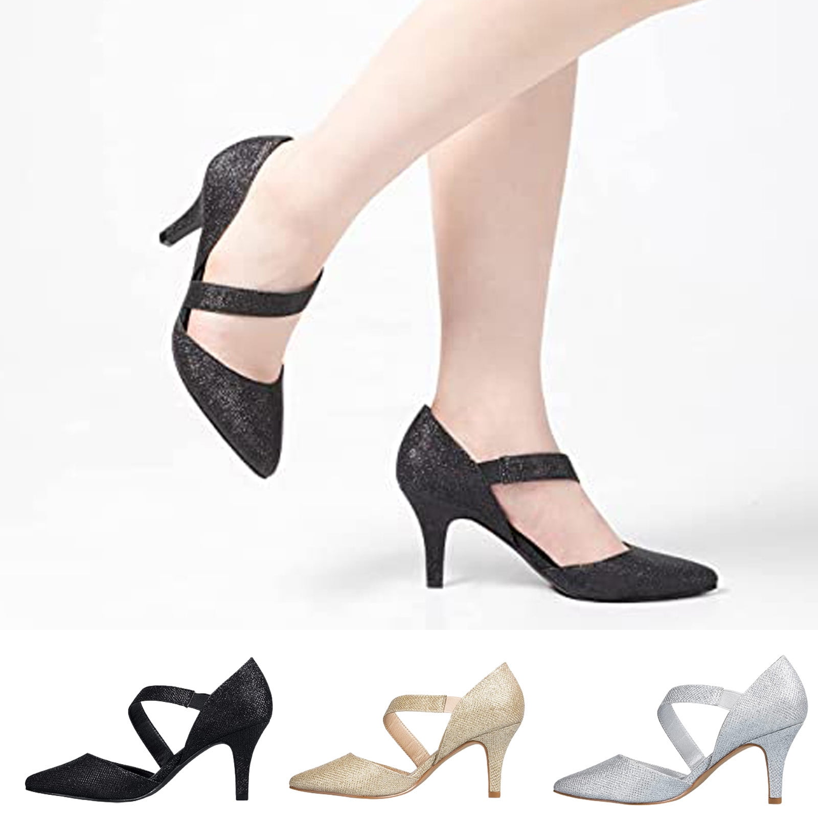 Fesfesfes Women White Shoes Womens Banquet Slim High Heel Side Space ...