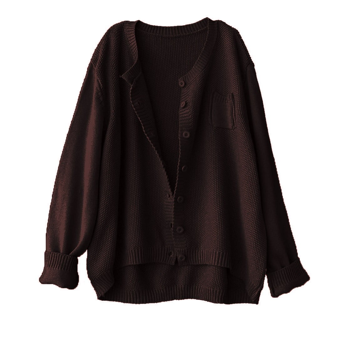 Fesfesfes Women's Casual Knit Cardigan Solid Color Long Sleeve Stand-Up ...