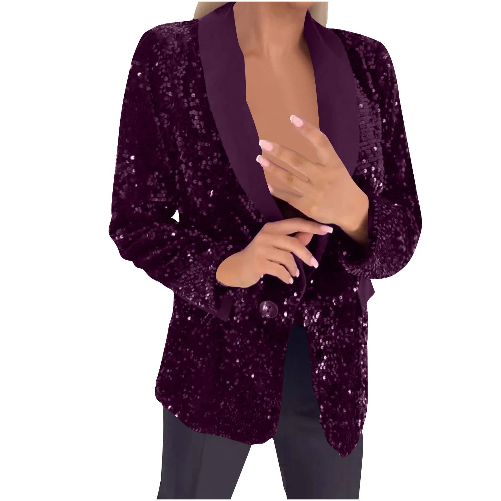 Fesfesfes Women's Comfy Casual Blazer Solid Color Notched Collar 3/4 ...