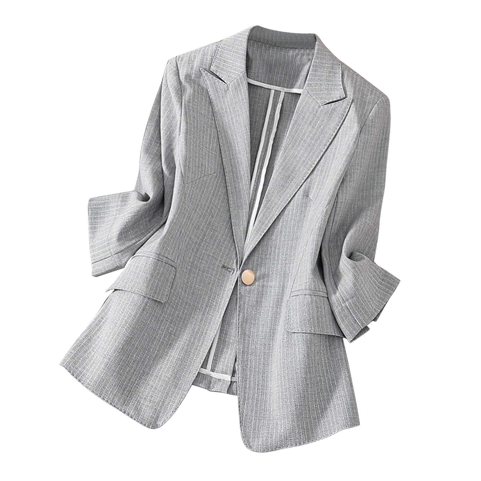 Fesfesfes Women's Comfy Regular Suit Tops Solid Color Three Quarter ...