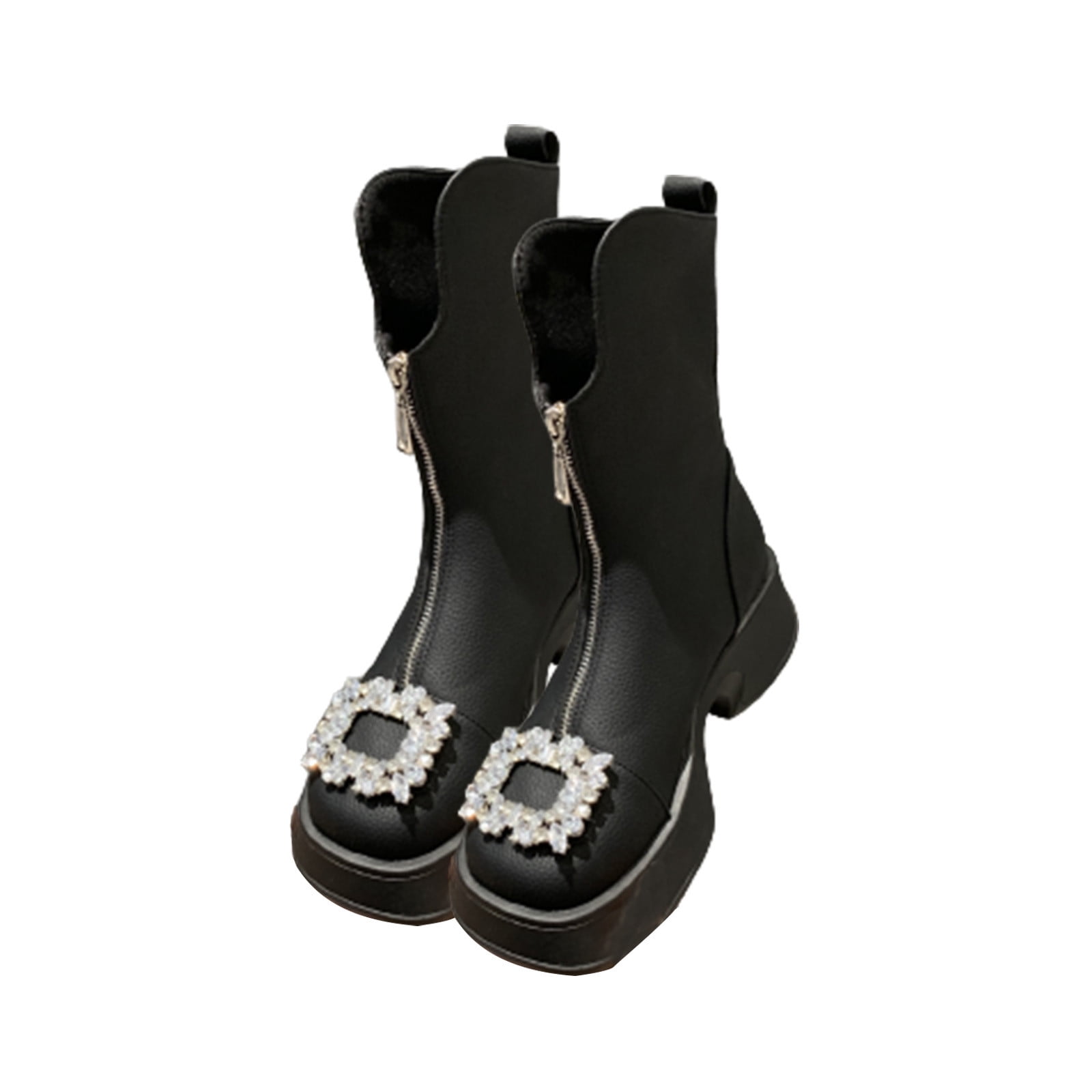 Fesfesfes Women's Fall Single Boots Thick Sole Platform Heel Front ...