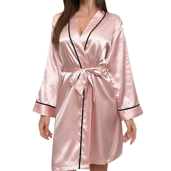 Fesfesfes Womens Fashion Solid Color Loose Robe Cozy Sleepwear Soft ...
