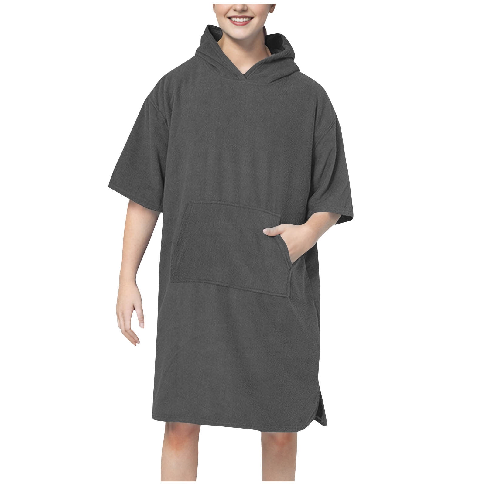 Fesfesfes Womens Hooded Bathrobe Cape Long Sleeve Soft Robe Cozy ...