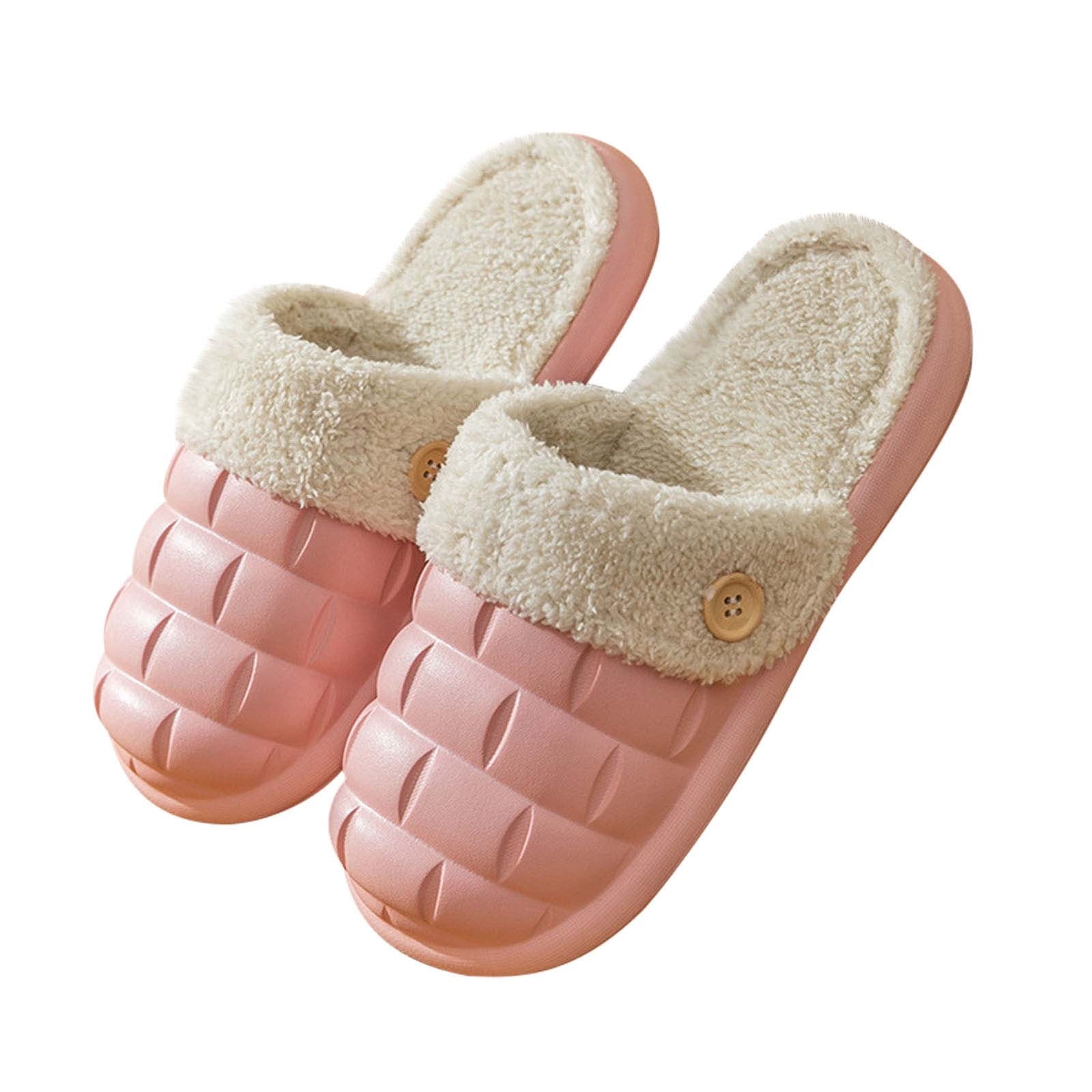 Fesfesfes Womens Mens Lychee Bubble Slippers Slip-on Flannel Warm Home ...