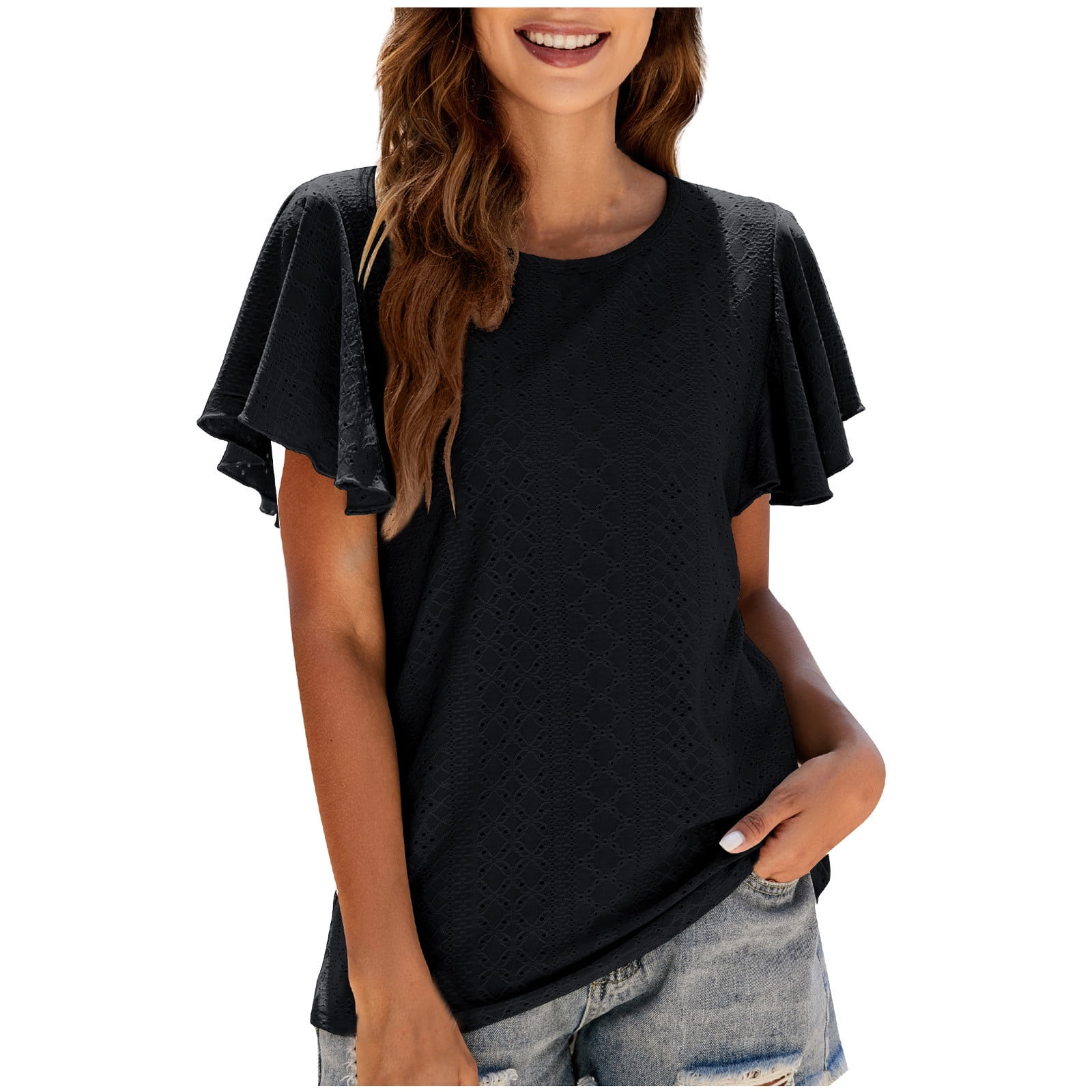 Fesfesfes Yoga Clothes Summer Casual And Comfortable Hollow Out Round ...