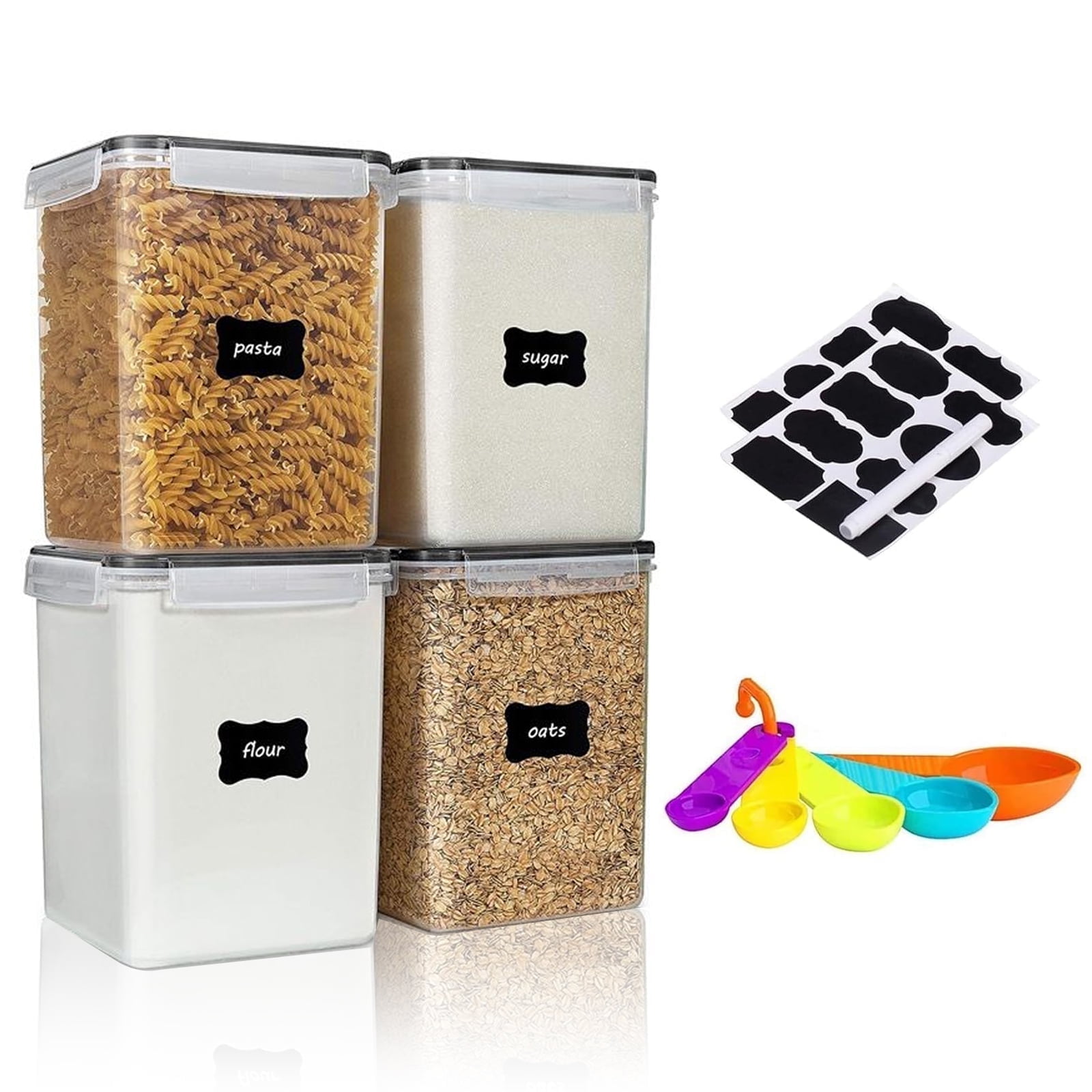 stusgo 4 Pcs 5.2L/183Oz Square Airtight Cereal Container Flour Storage ...