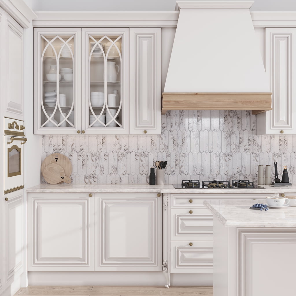 Festa 1.7 in. x 9.6 in. Glossy White Ceramic Picket Wall and Floor Tile ...