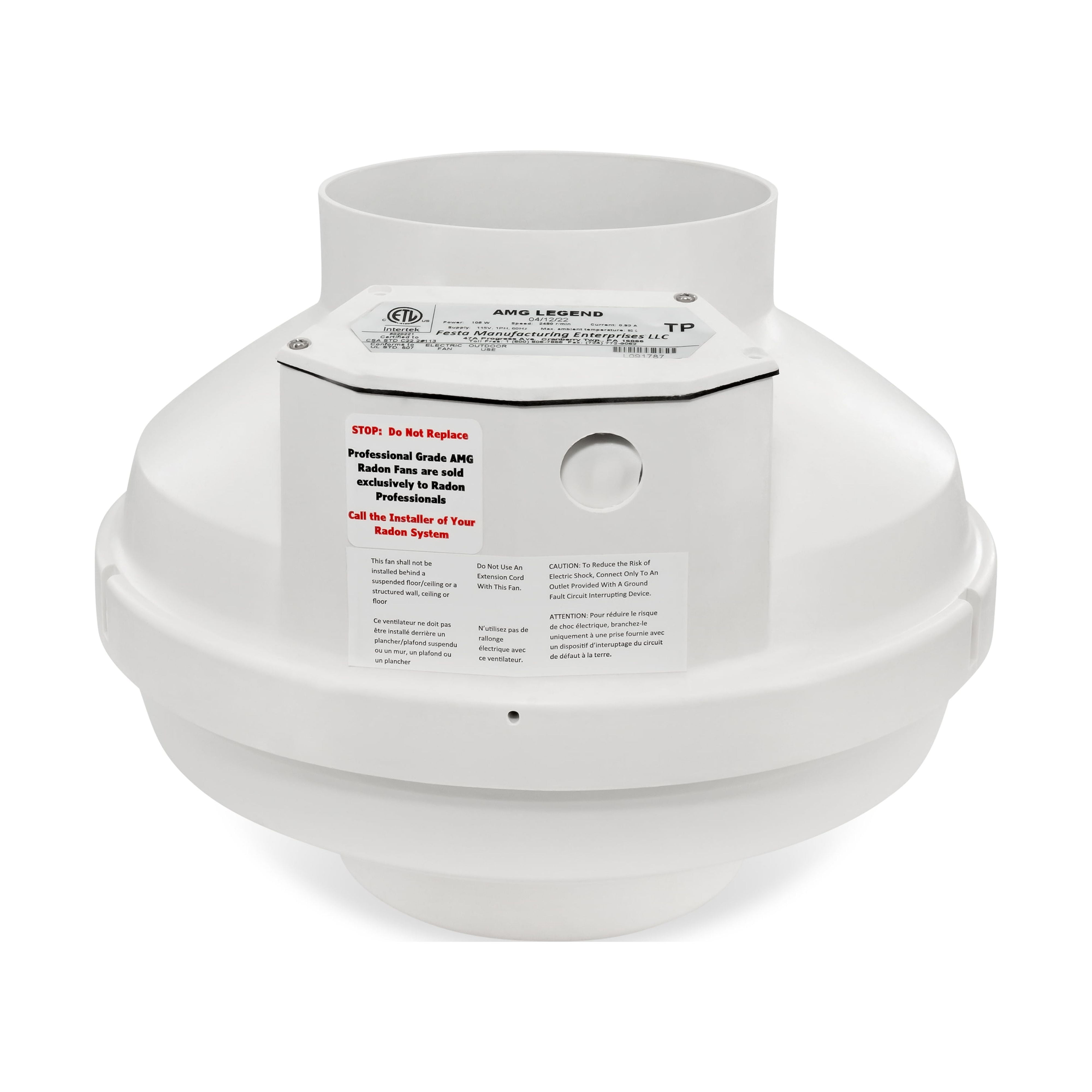Festa Radon AMG Legend Radon Fan - Quiet and Energy Efficient 345 CFM ...