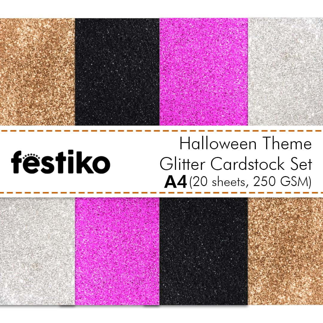 Festiko BlackPinkBronzeSilver Glitter Cardstock Sheets For Halloween ...