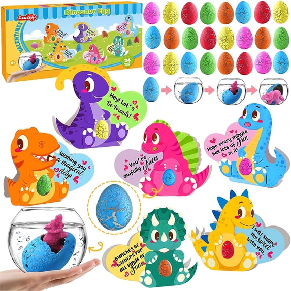 Festio 24 Pcs Small Dinosaur Egg Hatching Card Bulk, Valentines Day ...