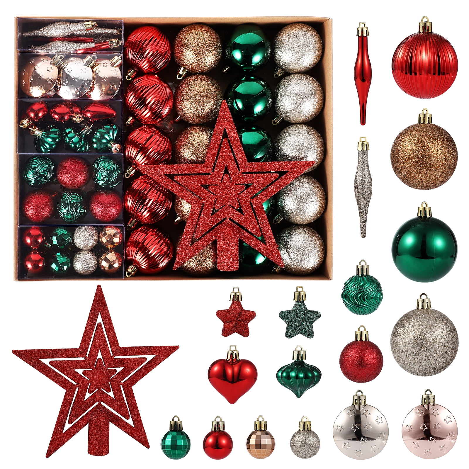 Festisoul 72Pcs Christmas Balls Ornaments, Christmas Tree Decorations ...