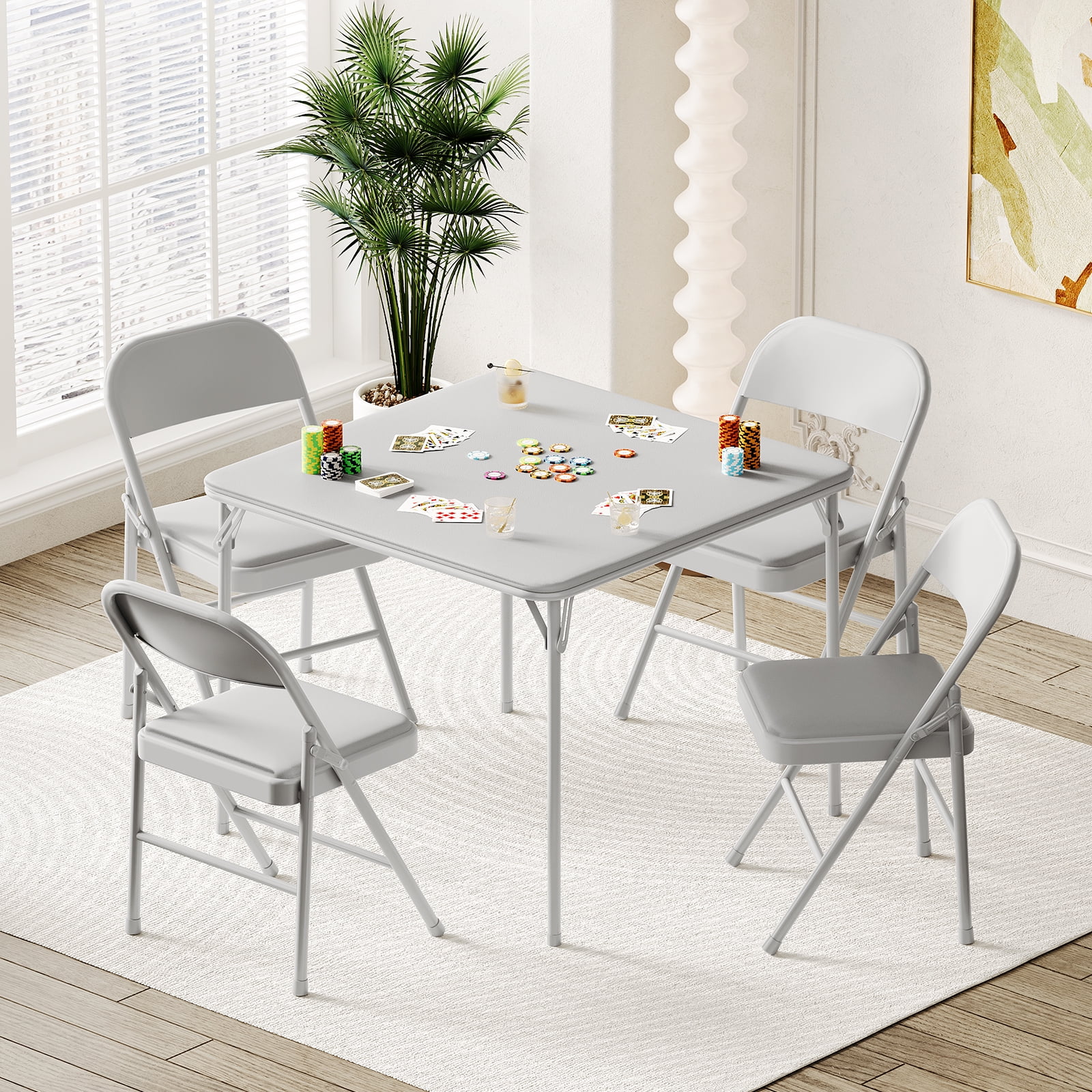 Festisoul Folding Card Table, 38'' Portable Square Game Table with ...