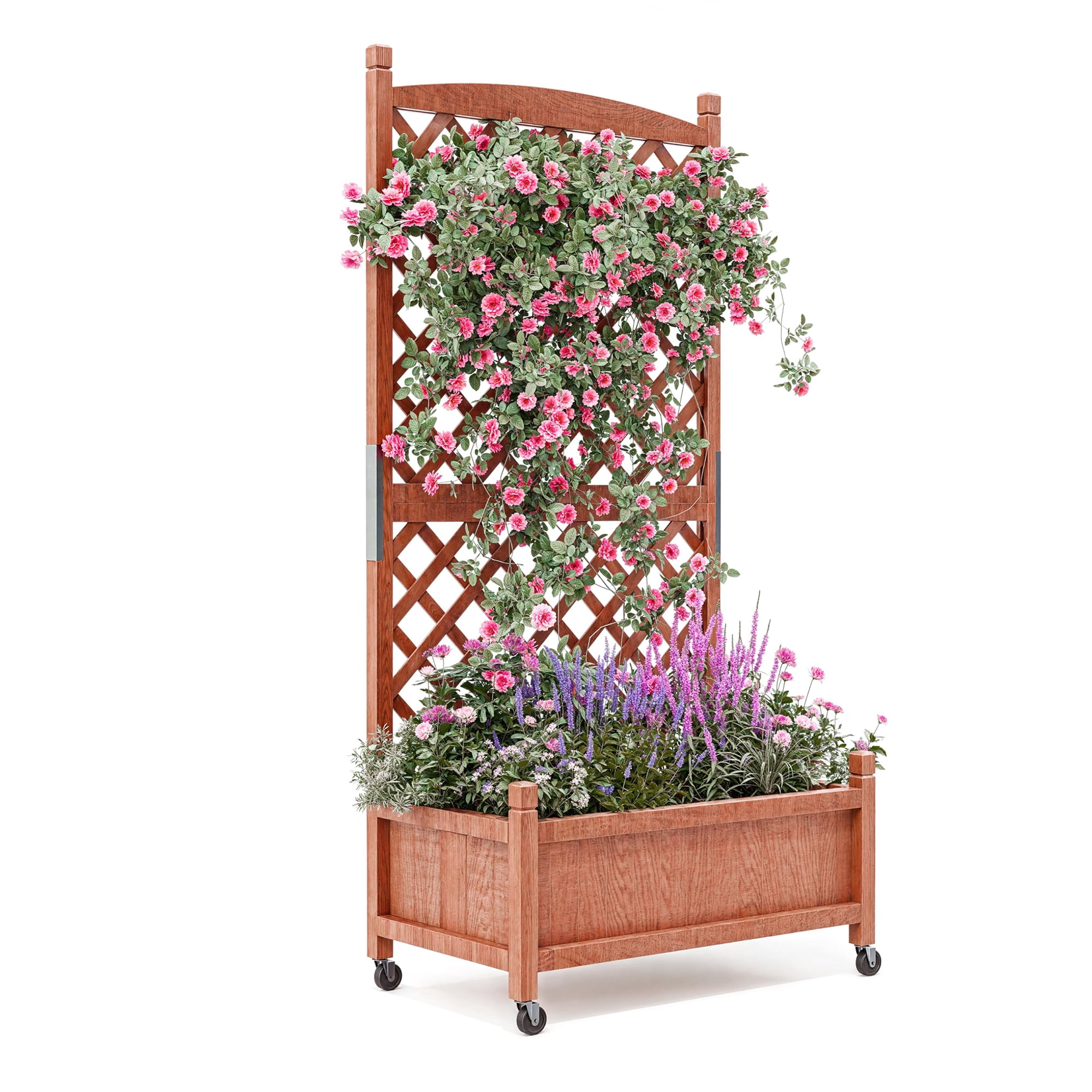 Festisoul Raised Garden Bed with Trellis and Wheels, Outdoor Raised ...