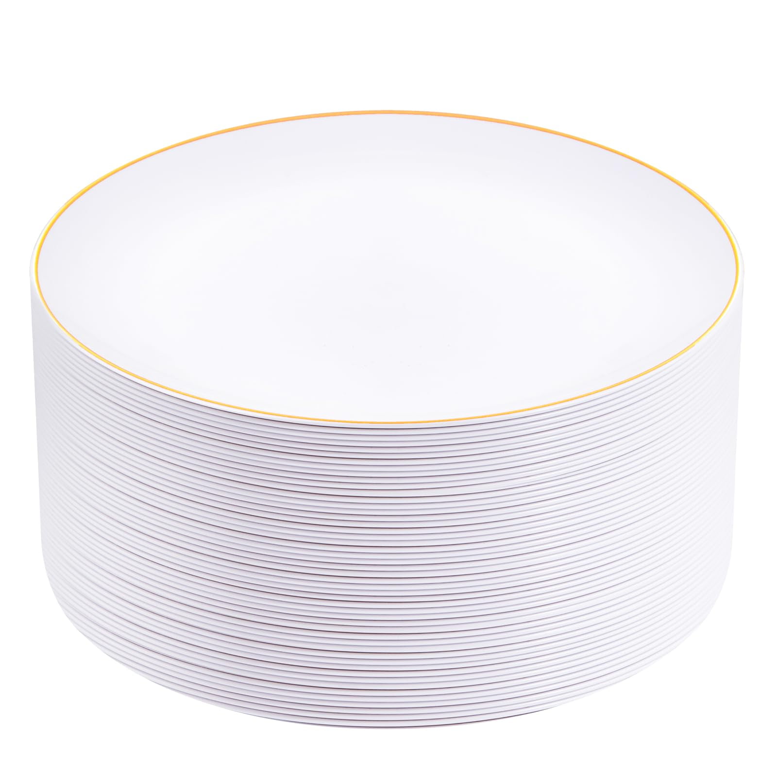 Festiva 50Pcs Gold Plastic OKA4 Plates - 9 Inch White Plastic Plates ...