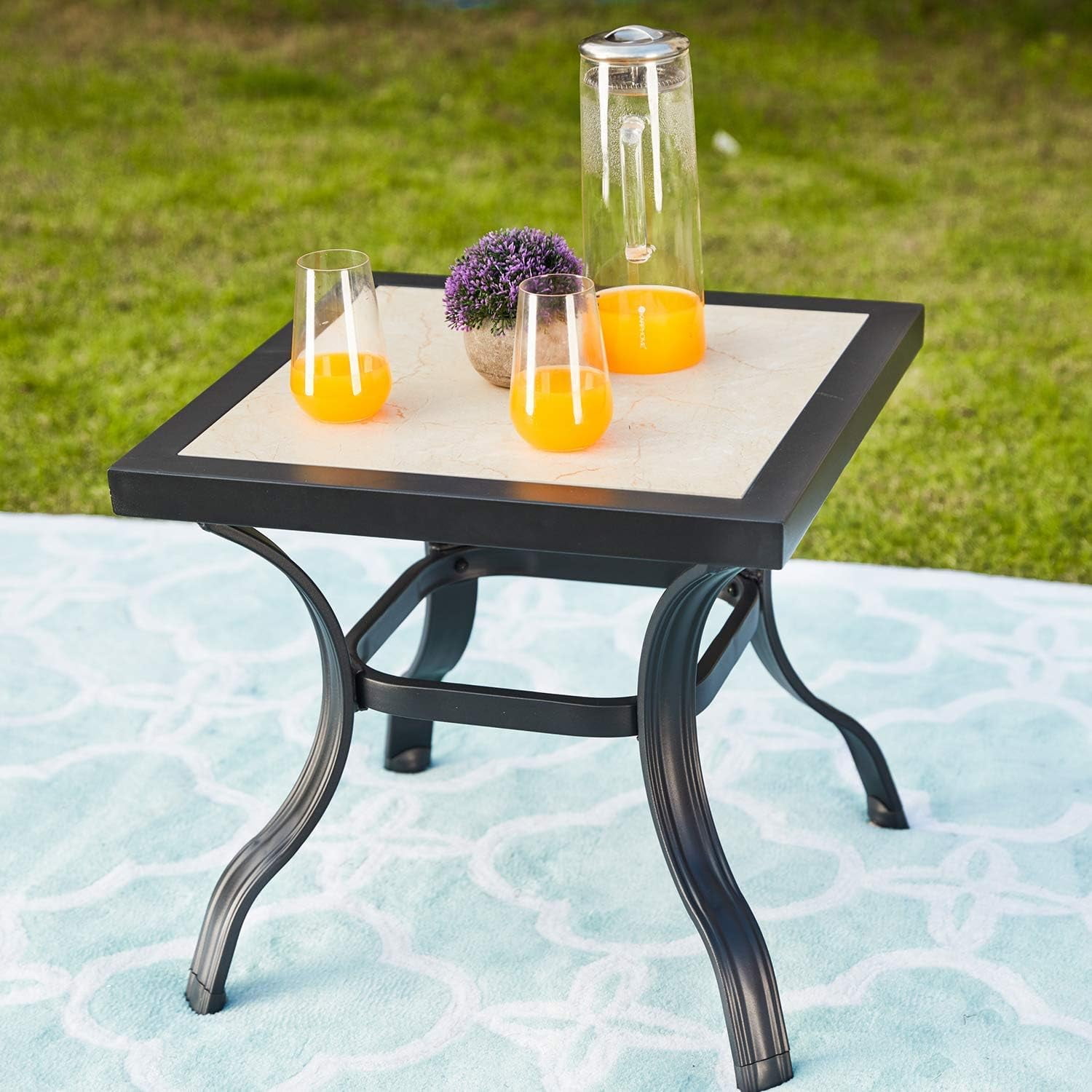 Festival Metal Steel Outdoor Side Table Patio Bistro Square Dining ...
