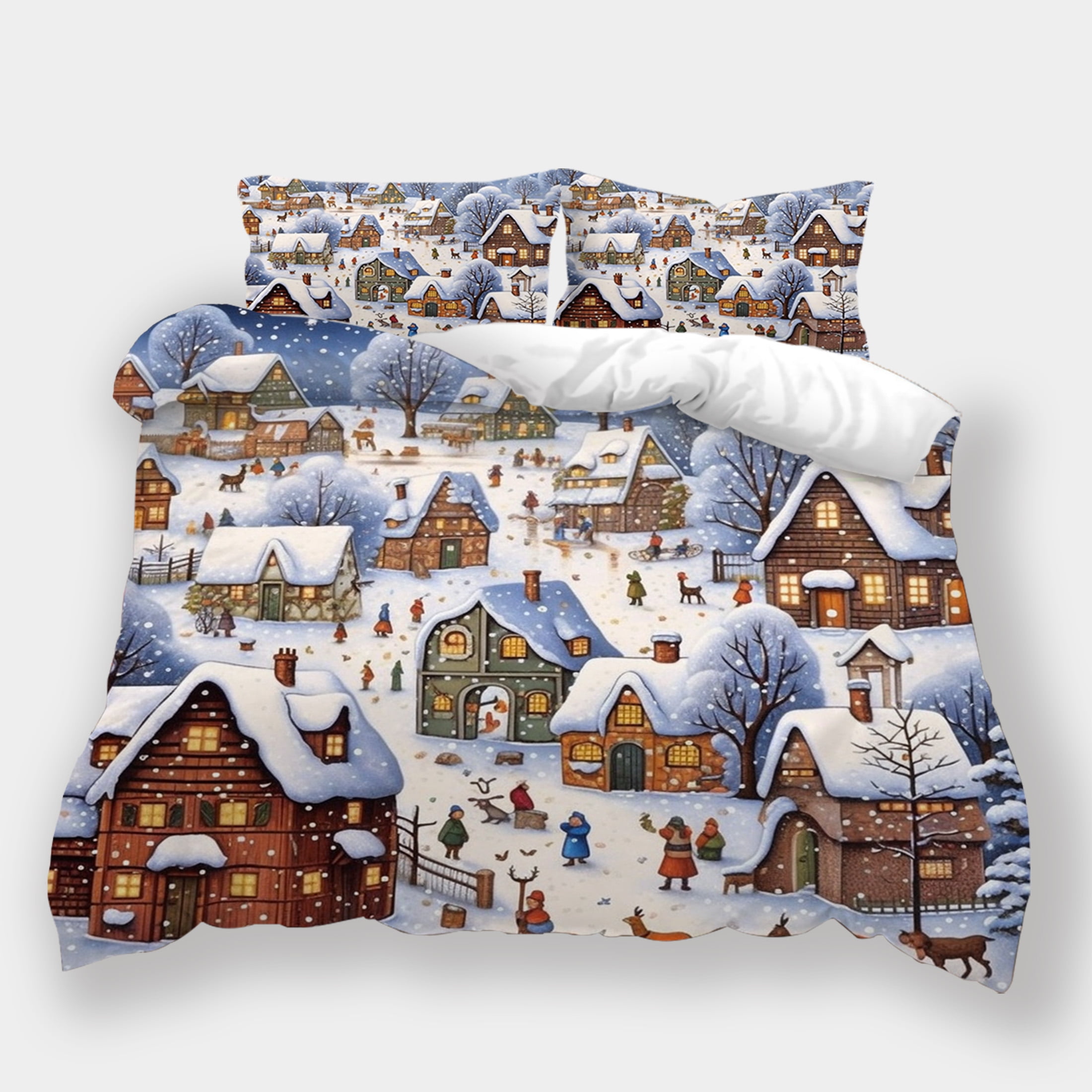 Festival Bedding Suit Christmas Snowscape Printed Duvet Cover ...