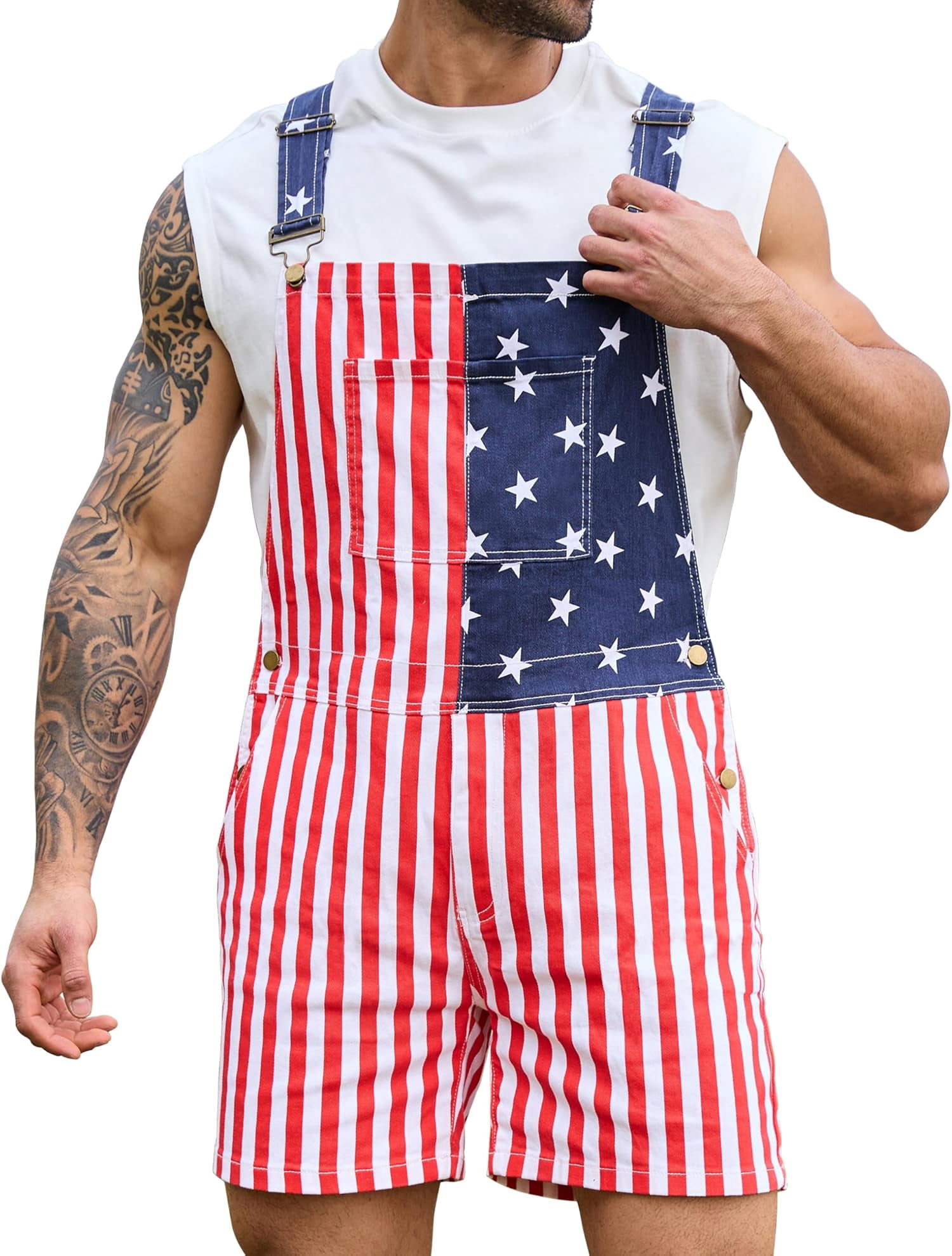 Festival Bib Overalls for Men Shorts Adjustable Straps Coveralls with ...