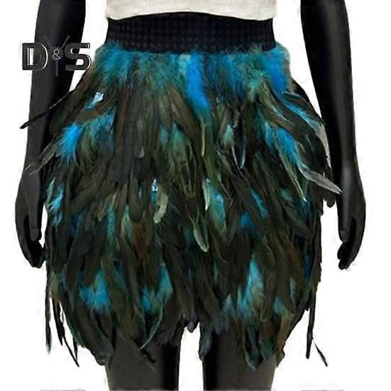Festival Faux Feather Skirt Punk Gothic Style Hand Stitched Design ...