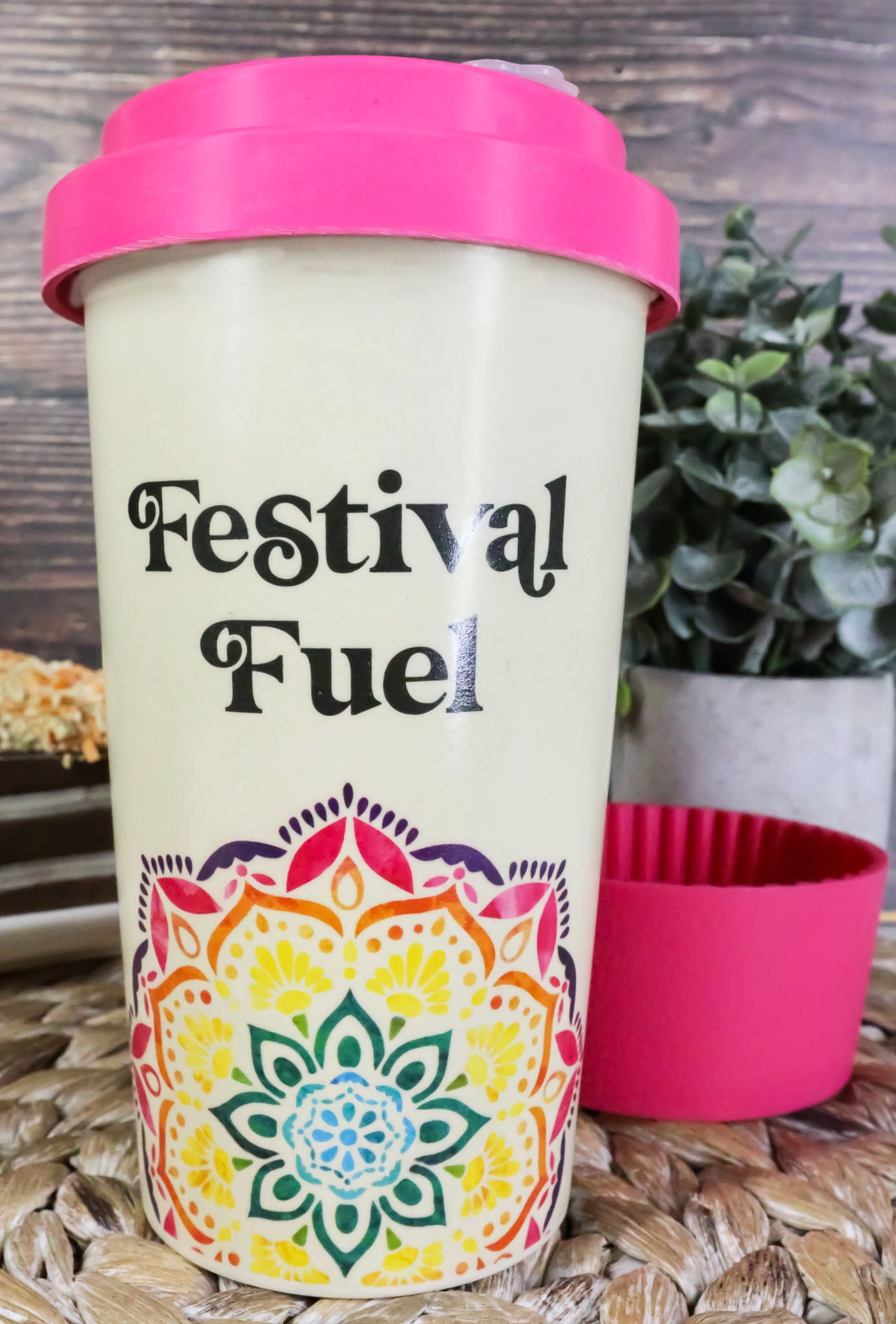 Festival Fuel Mandala Bamboo Fiber Reusable Travel Mug Cup W/ Lid And ...