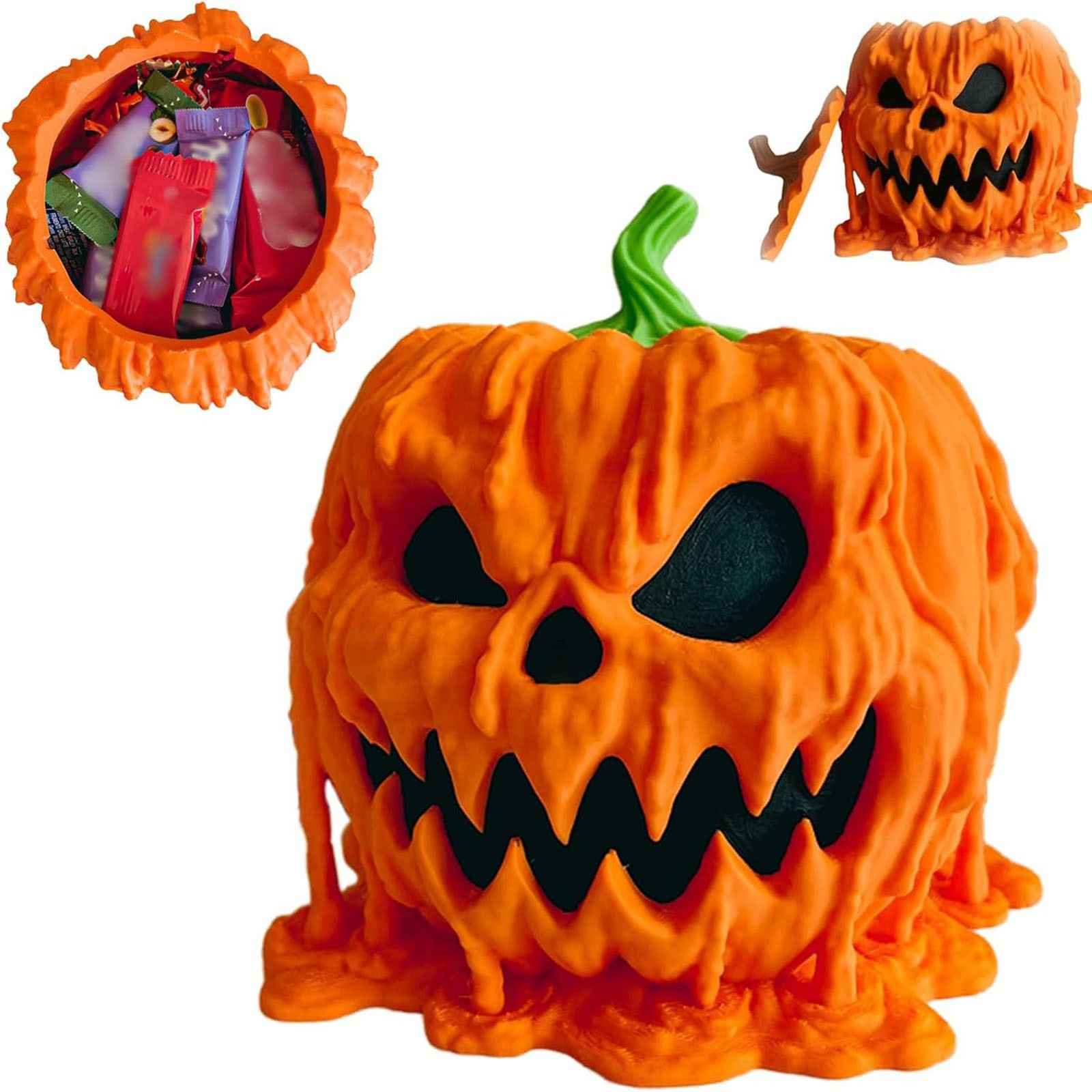 Festival Halloween Melting Pumpkin Candy Bowl With Lid, Resins Melting ...