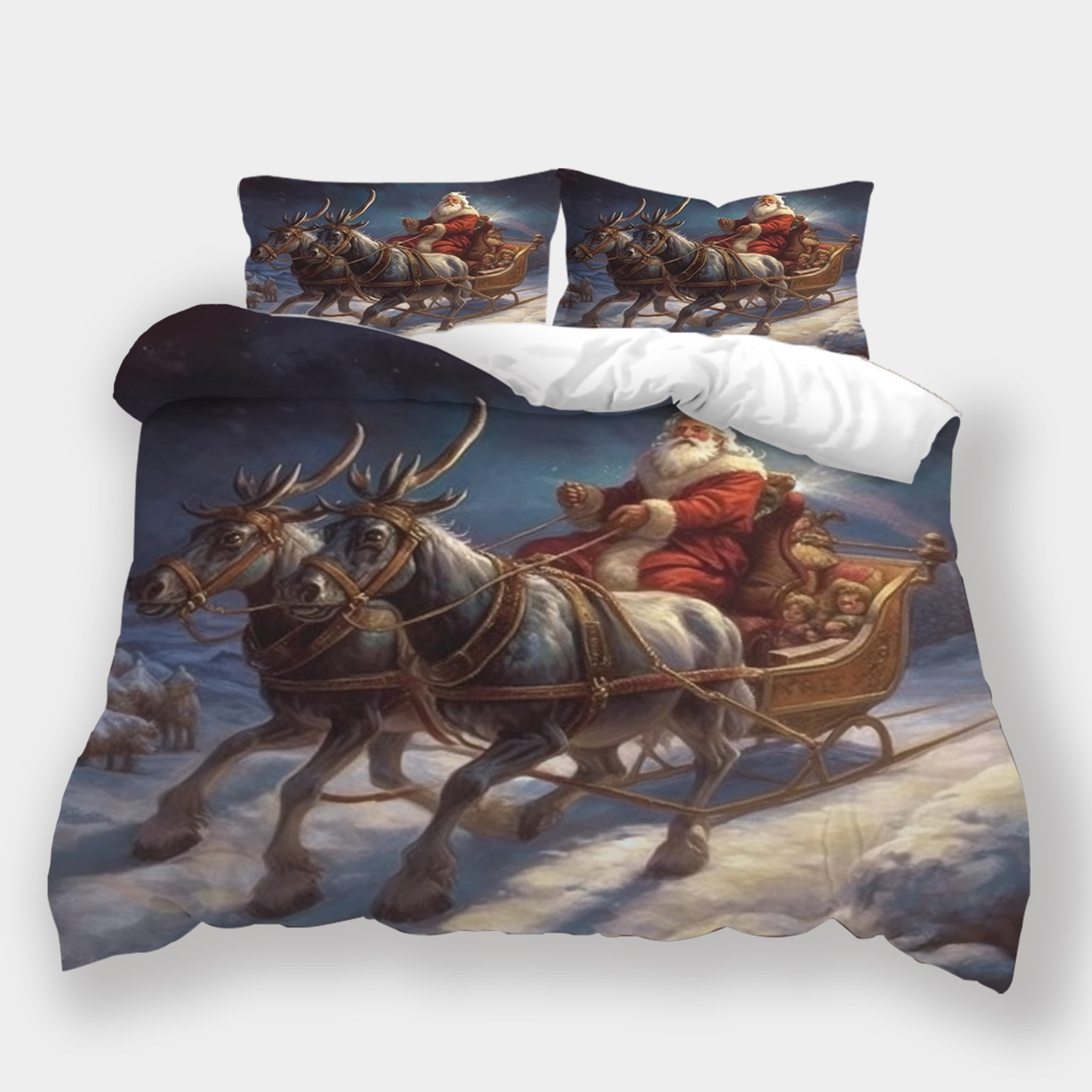 Festival Home Bedding Set Christmas Cartoon Santa Claus Duvet Cover ...