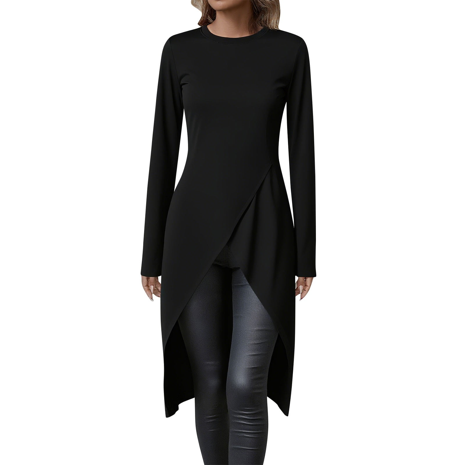 Festival Saving Women's Long Sleeve Shirts Split Wrap Front High Low ...