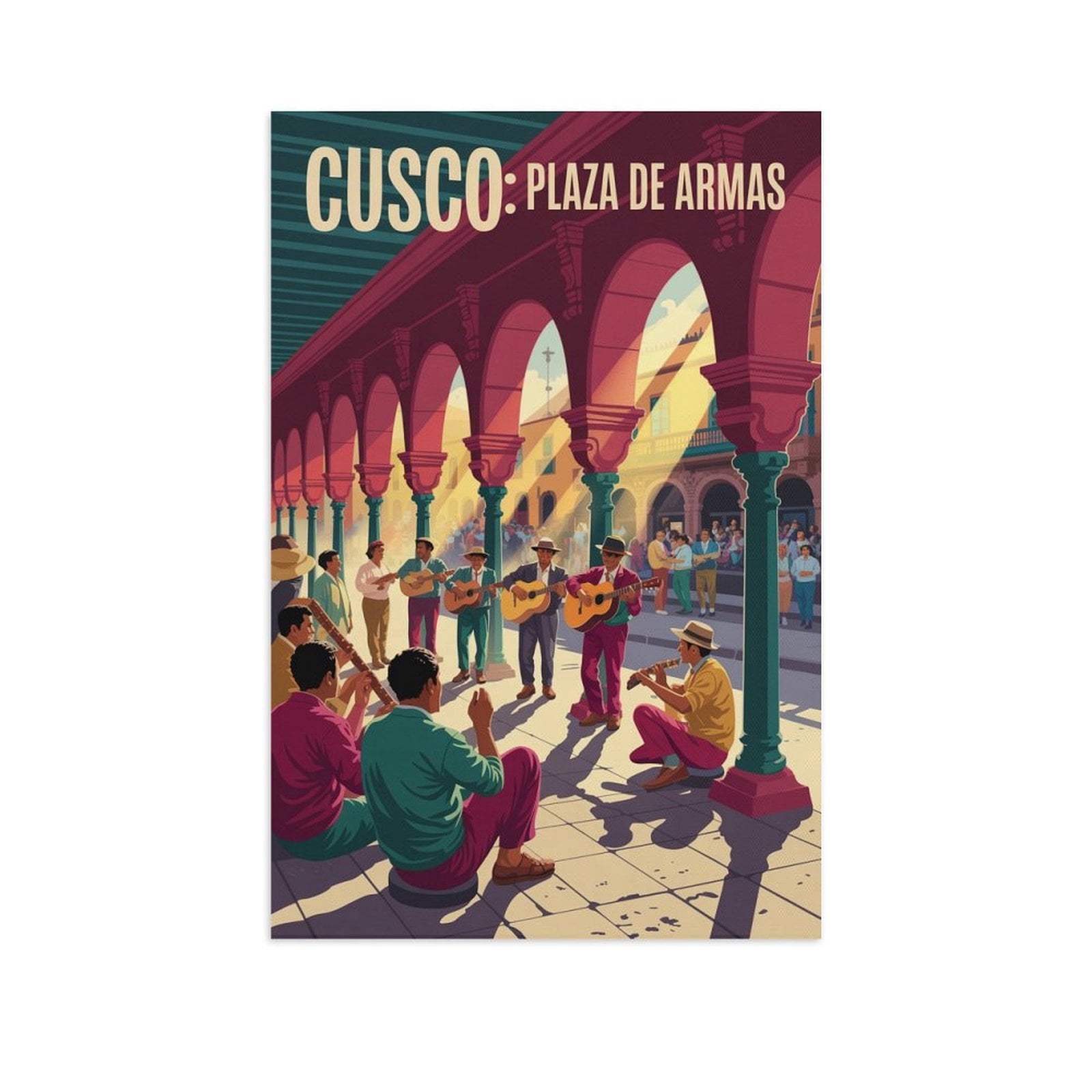 Festival Wall Art Plaza De Armas Cusco Peru Retro Travel Poster ...