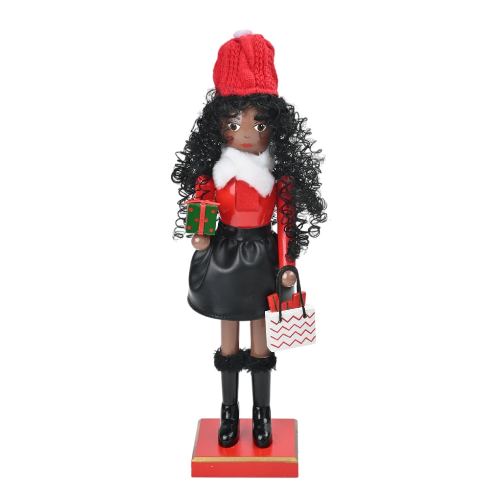 Festival Wood Shopping Lady Nutcrackers with Curly Hair for Christmas ...