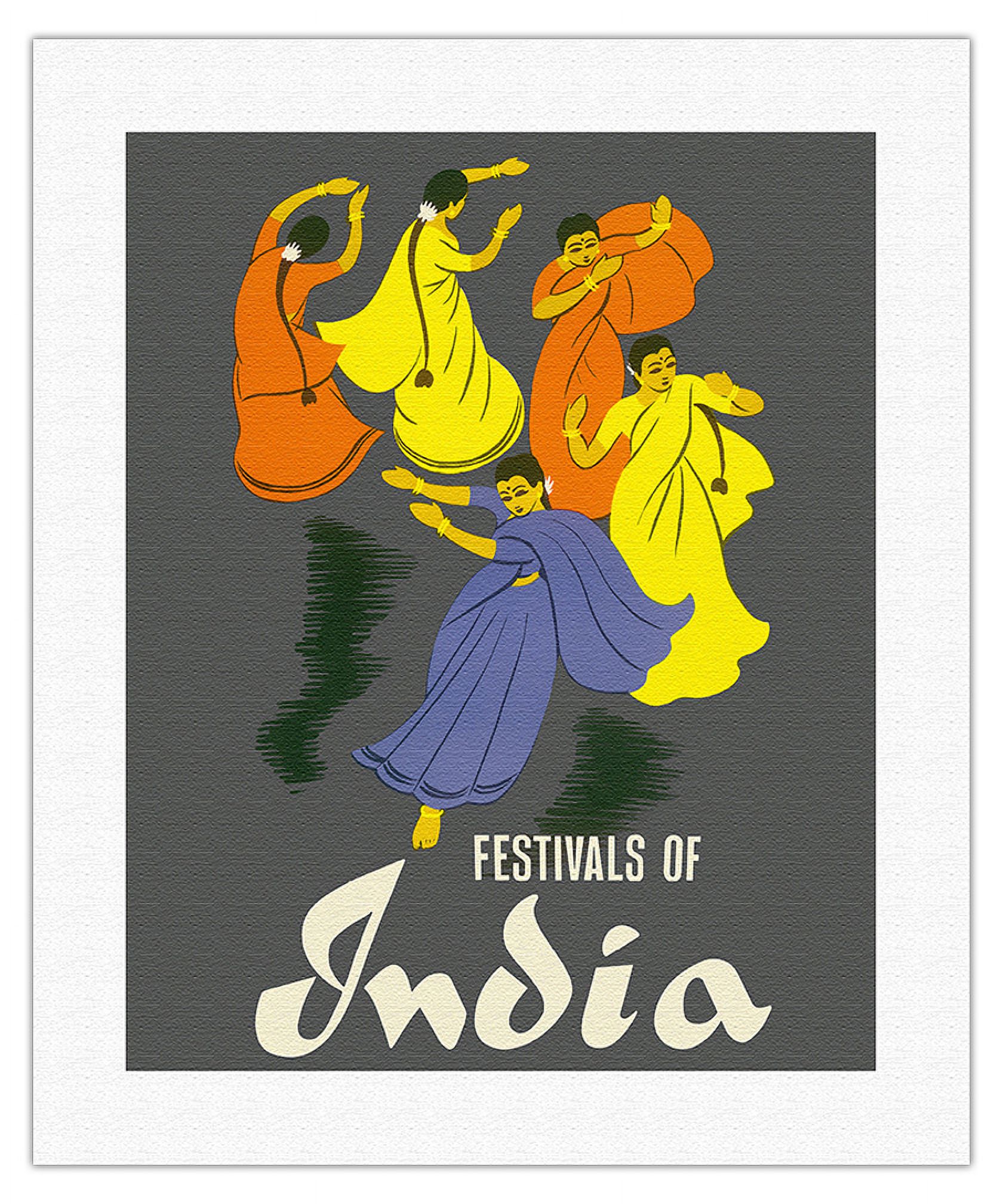 Festivals of India - Classical Indian Dancers - Vintage Travel Poster c ...