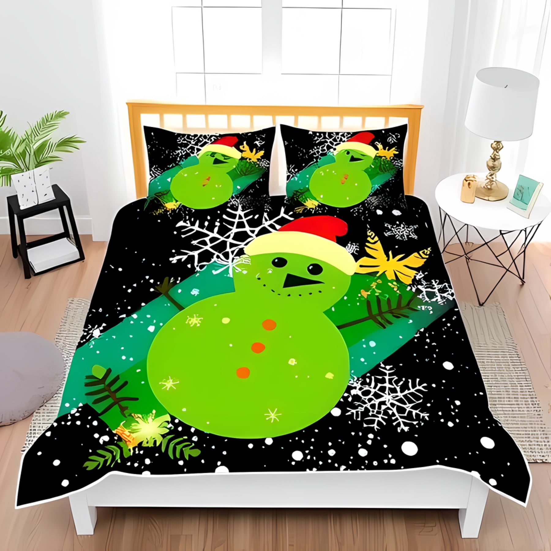 Festive 3-Piece Christmas Duvet Cover Set - Whimsical Snowmen ...