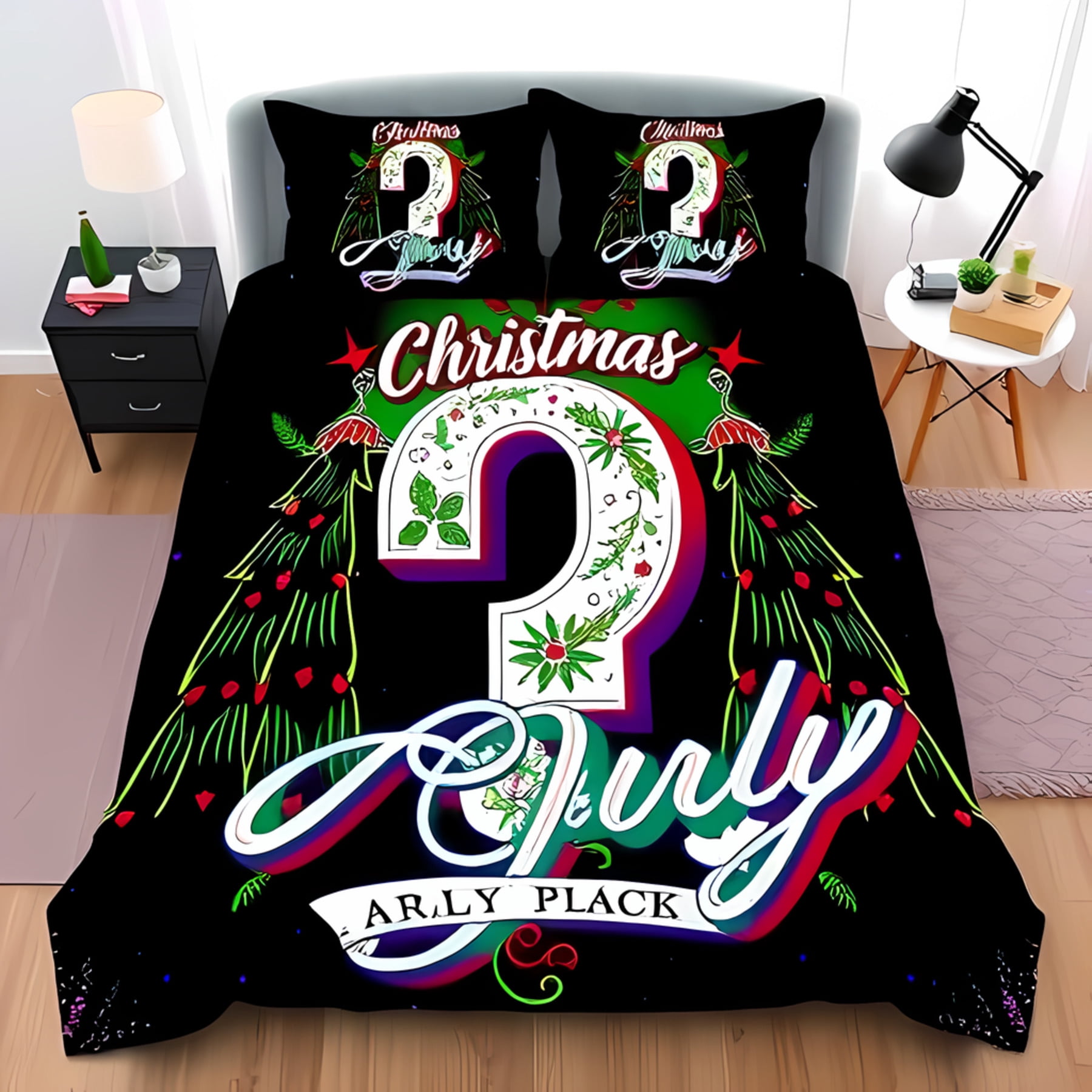 Festive 3-Piece Duvet Cover Set with Large Question Mark Design ...