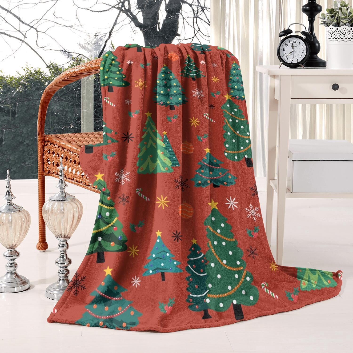 Festive 60"x80" Christmas Flannel Plaid Throw - Cozy Brushed Fabric ...