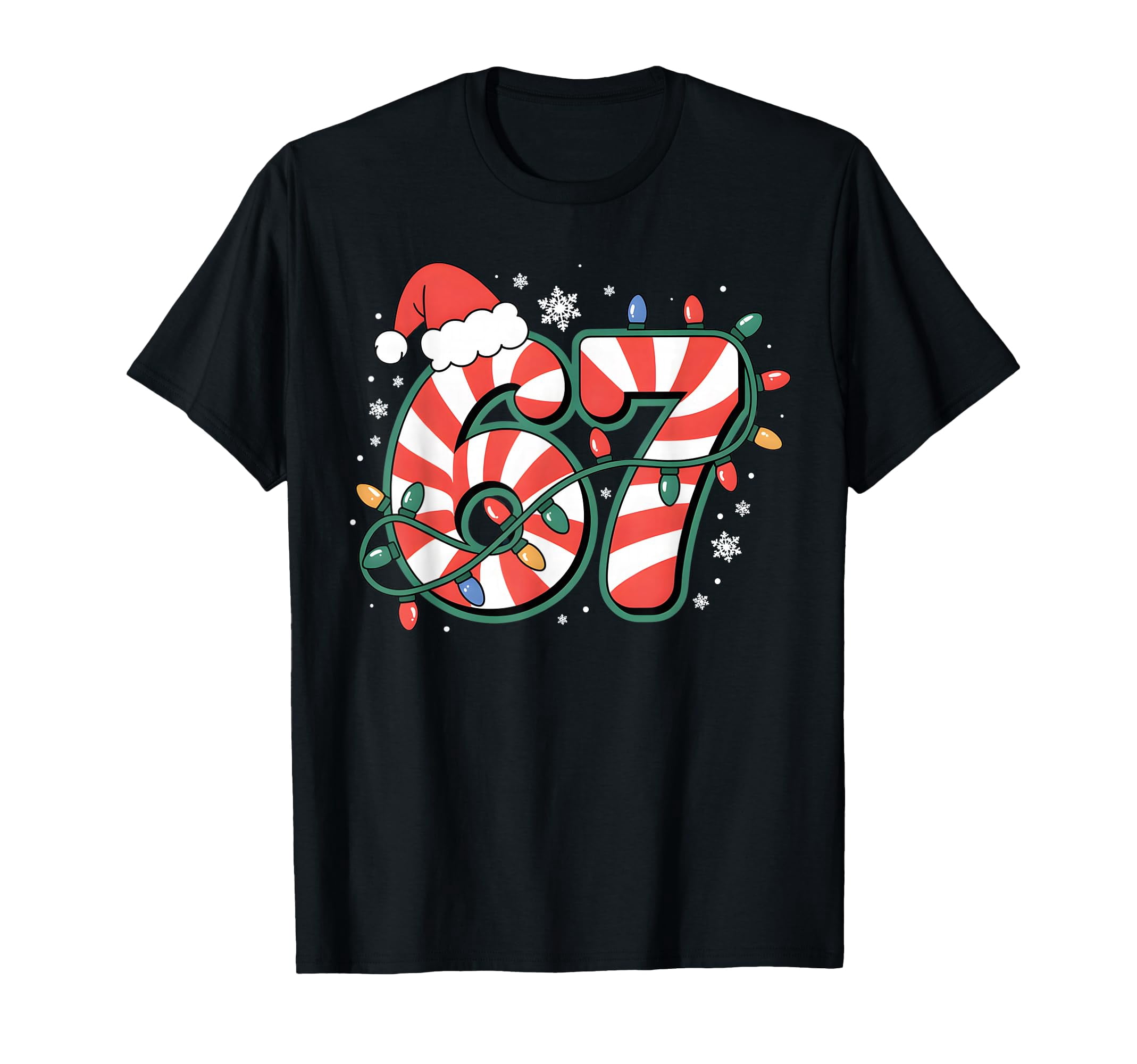 Festive 67 Candy Cane Striped Christmas Santa Hat T-Shirt for Family ...