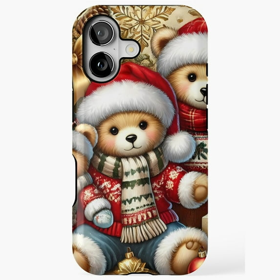 Festive Bears in Christmas Attire Holiday Phone Case 17 16 15 14 13 12 ...