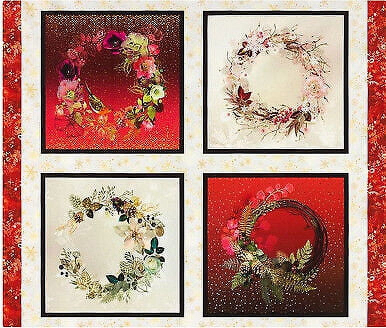 Festive Beauty Wreath Panel 36 x 44 Cotton Fabric by Robert Kaufman ...