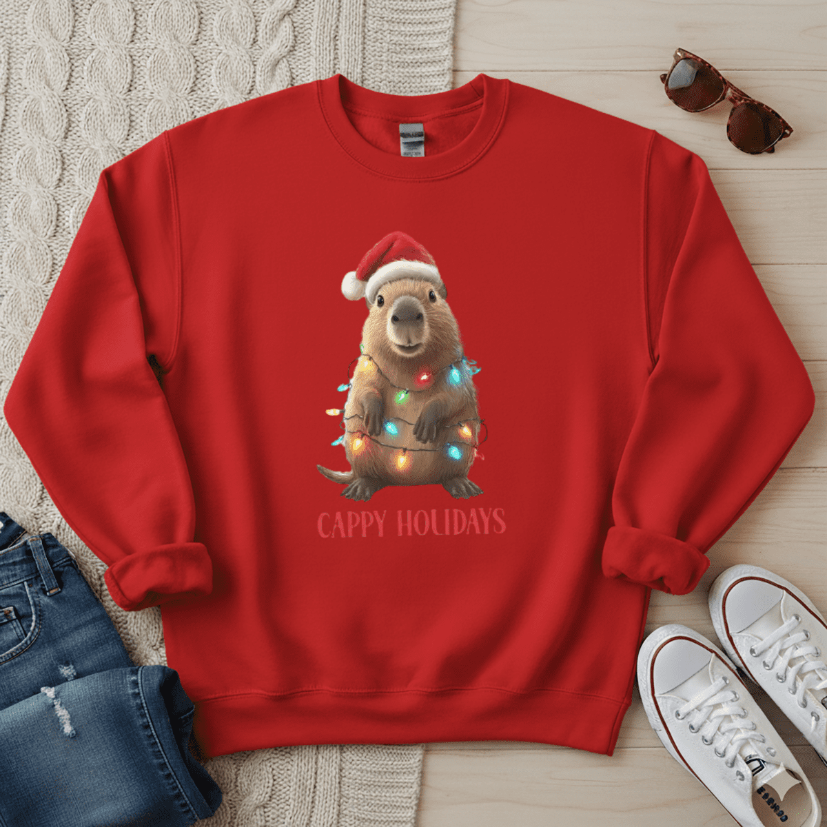Festive Capybara Present Simple Holiday Cute Animal Lover Seasonal ...
