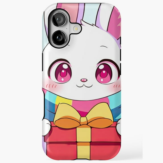 Festive Cartoon Bunny with Gift Box Scarf Phone Case with iPhone 17 to ...