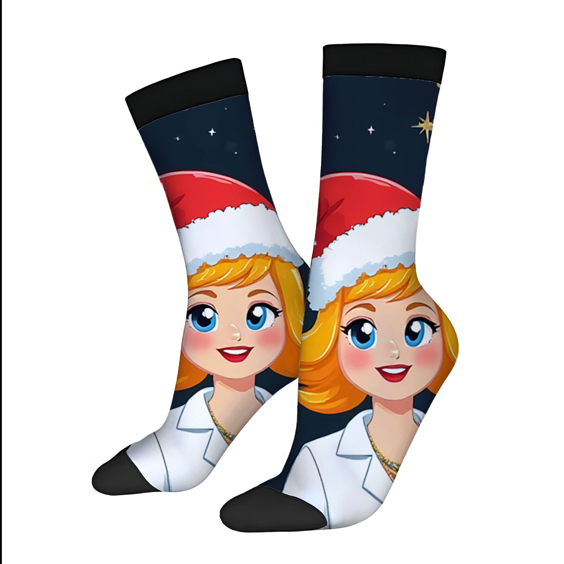Festive Cartoon Character Socks 2 Pairs Unisex Trendy Design with ...