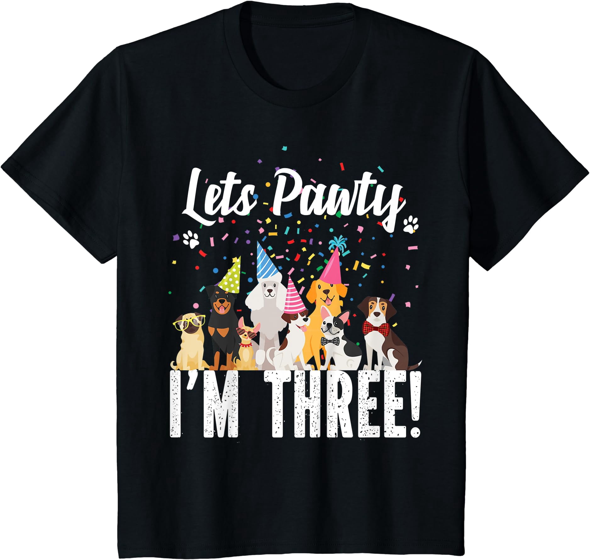 Festive Cartoon Dog Third Birthday Party T-Shirt Celebration Wear ...
