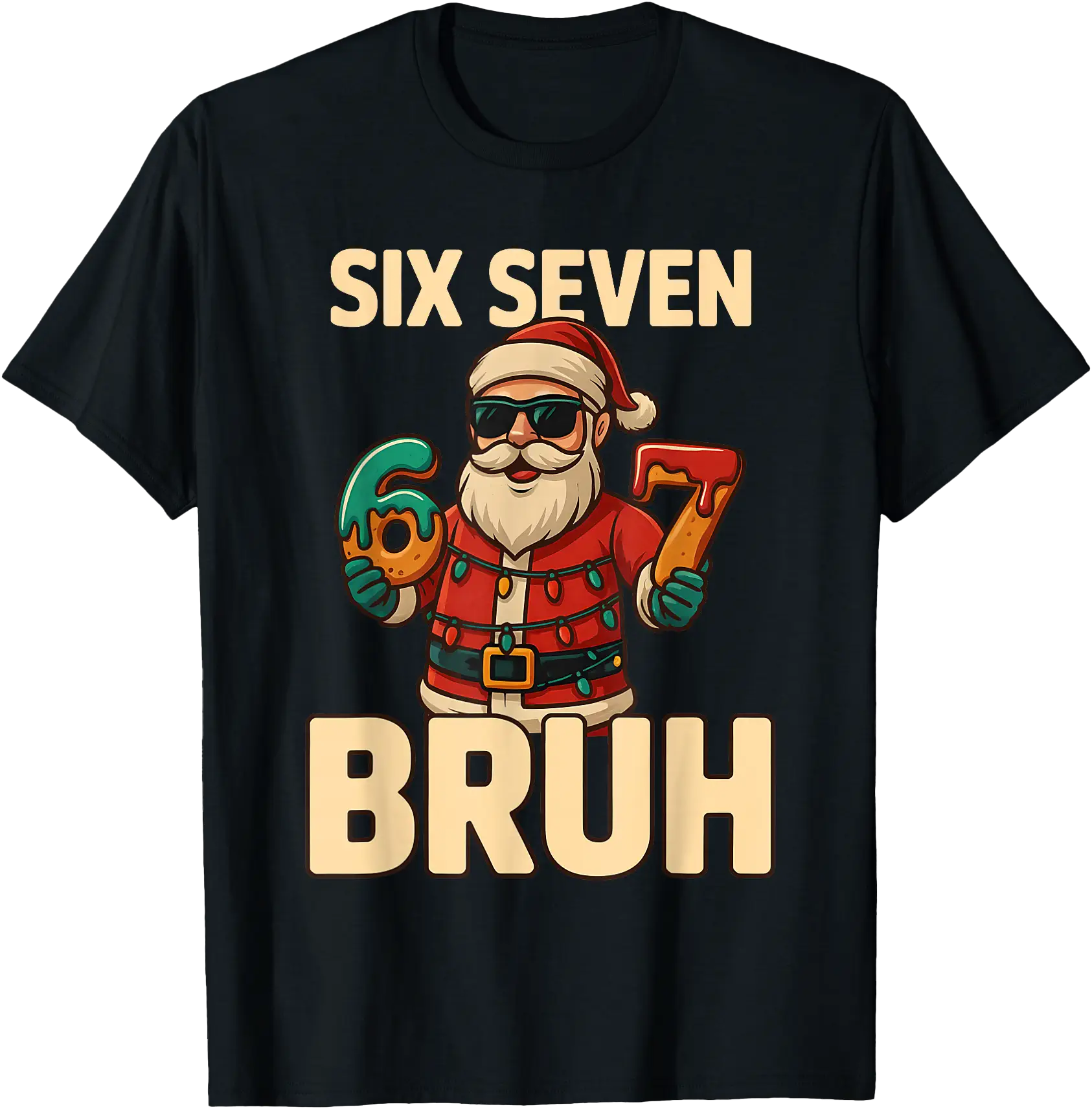 Festive Cartoon Santa Donut T-Shirt for Fun Holiday Celebrations ...
