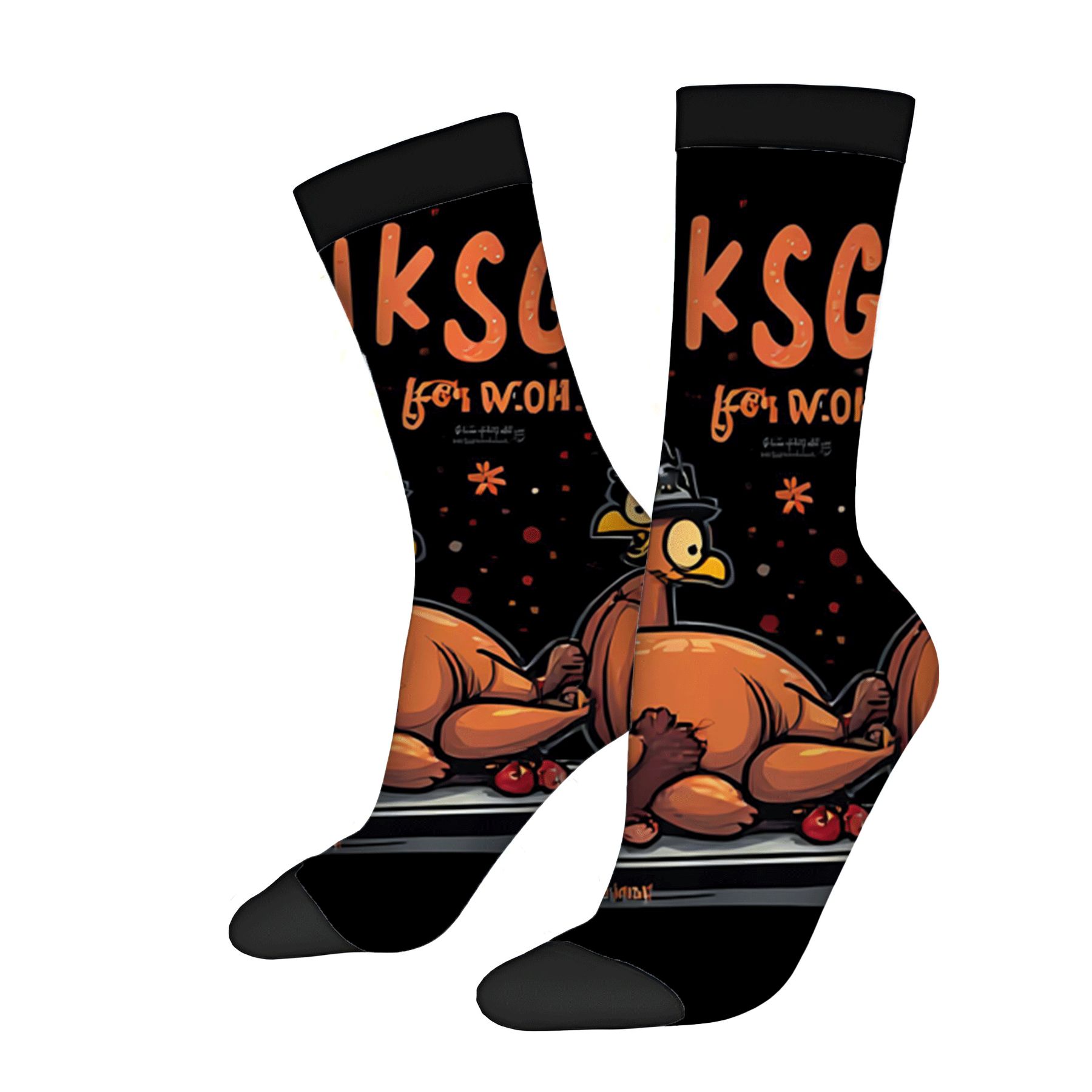 Festive Cartoon Turkey Socks - 2 Pairs of Unisex Trendy Socks with ...